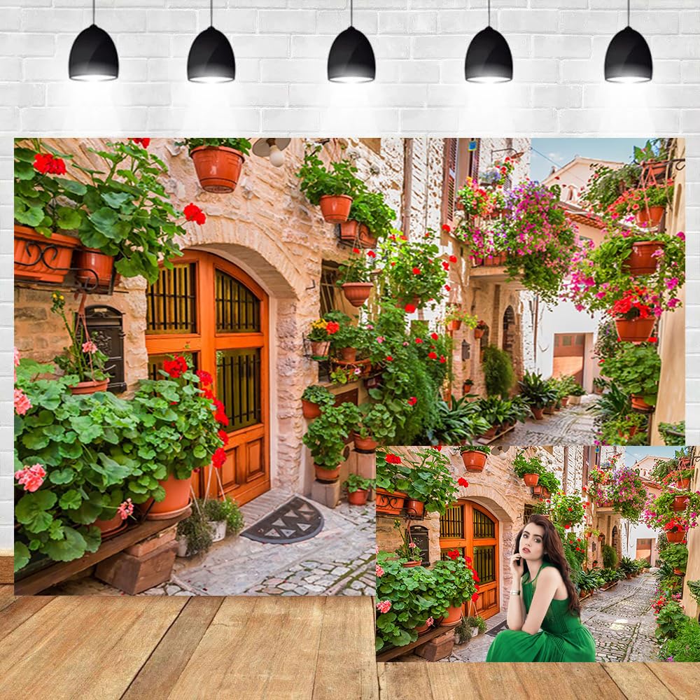 Amazon.com : Leyiyi 10x8ft Italian Town Street Ally Backdrop Spring ...