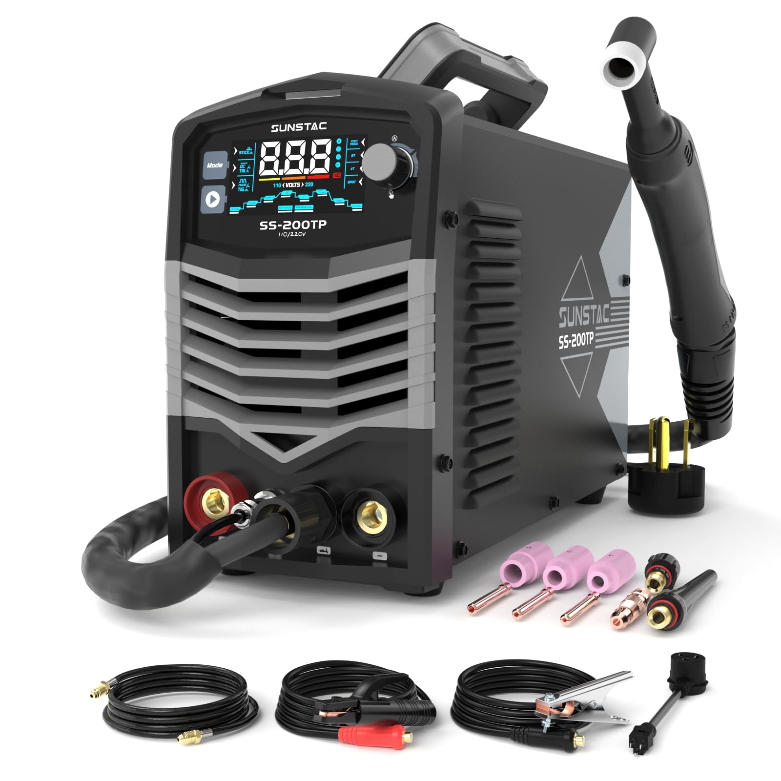 Sunstac 200A TIG Welder with Pulse, 110V/220V Dual Voltage, 3 in 1 DC ...
