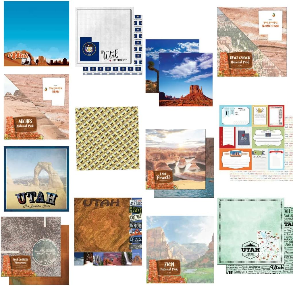 Amazon.com : Themed Scrapbook Papers Custom Bundle Set - 13 Utah Travel ...