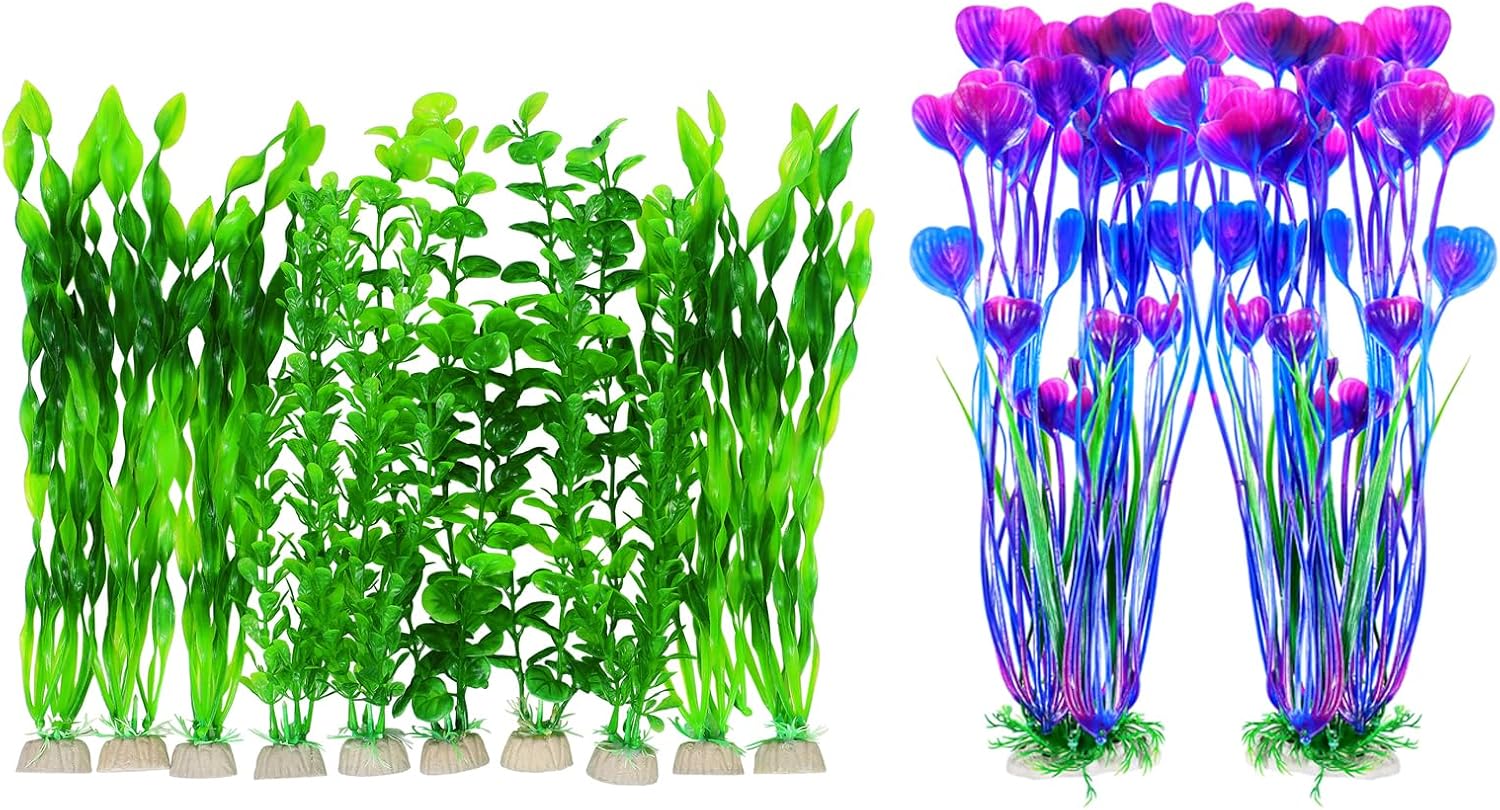 Amazon.com: AQUANEAT Fish Tank Artificial Plants, Aquarium Plants ...