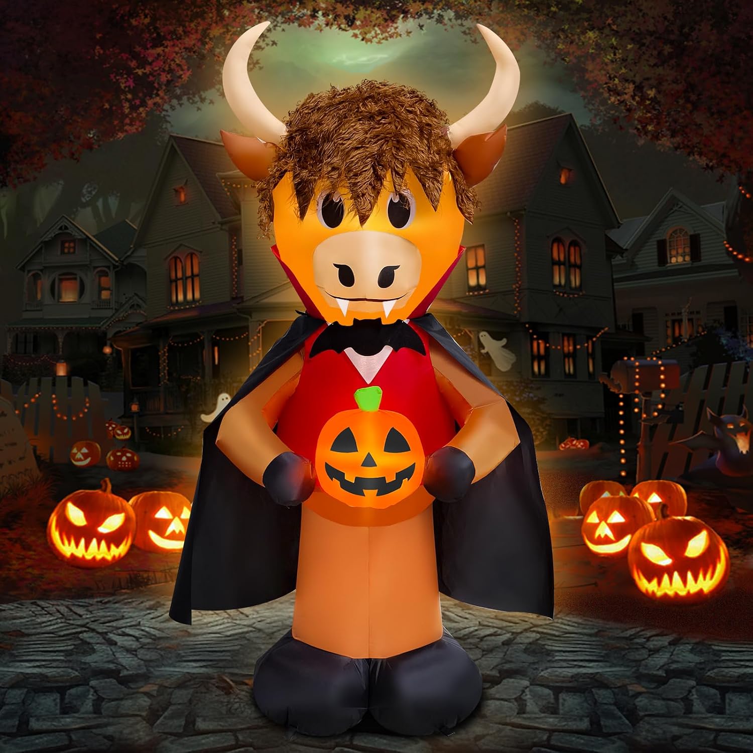 Amazon.com: inslife 6FT Tall Halloween Inflatable Highland Cow Vampire ...