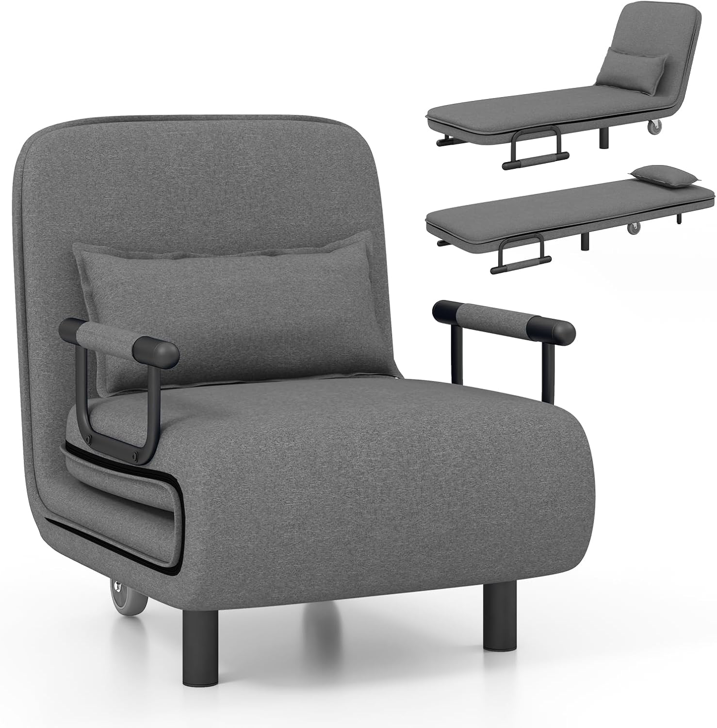 KOMFOTT Chaise lit convertible, chaise longue avec dossier réglable à 5 ...