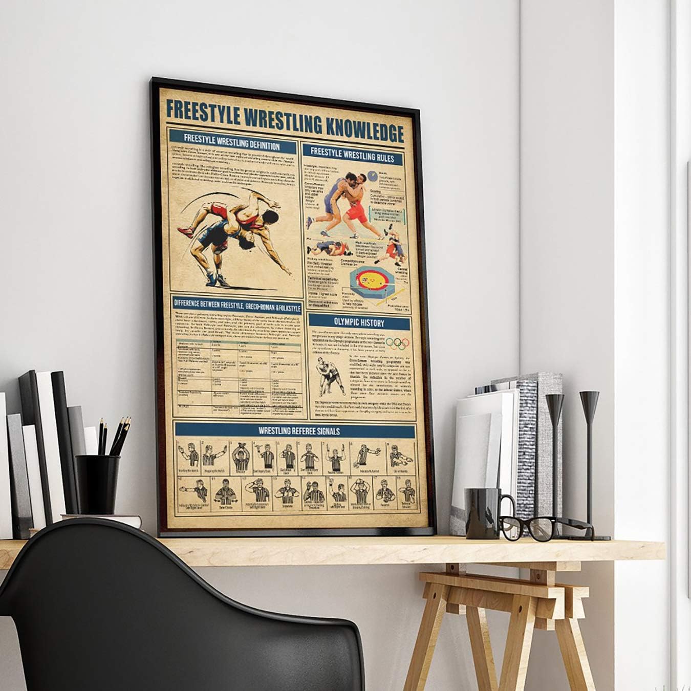 Amazon.com: Unframed Poster Wall Art Freestyle Wrestling Knowledge ...