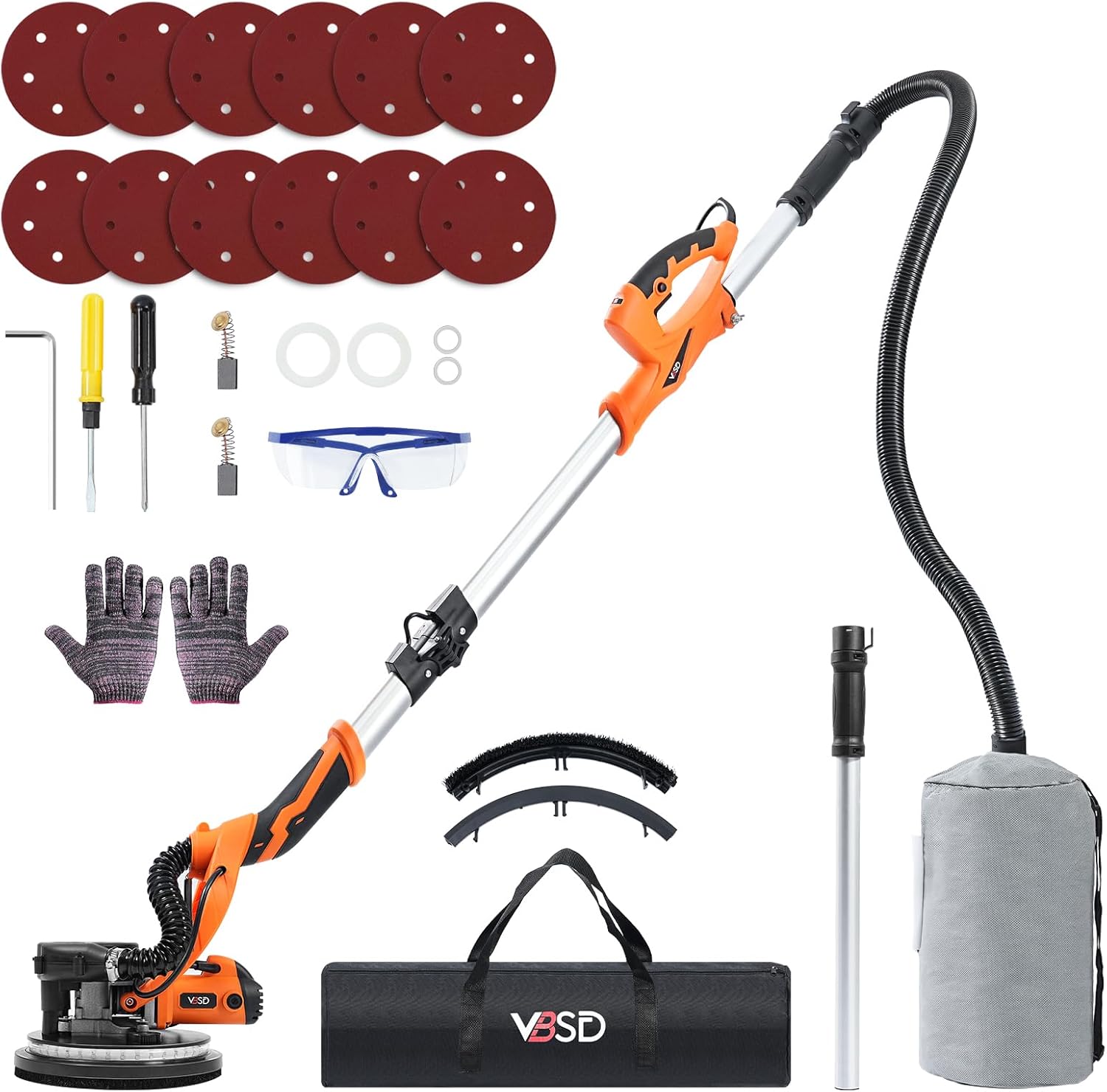 Drywall Sander 12A 800W With Vacuum Attachment, 5 Variable Speed 800 ...