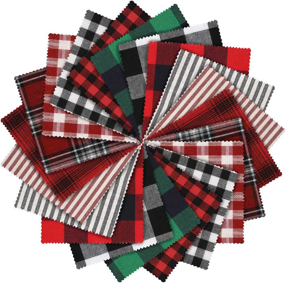 Amazon.com: Caydo 20 Pieces Christmas Fabric Squares, 5.9 Inch ...