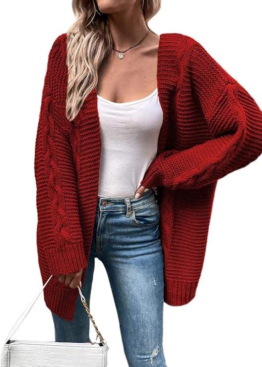 HGJH Cardigans For Women,Women'S Knit Sweater Open Middle Length ...