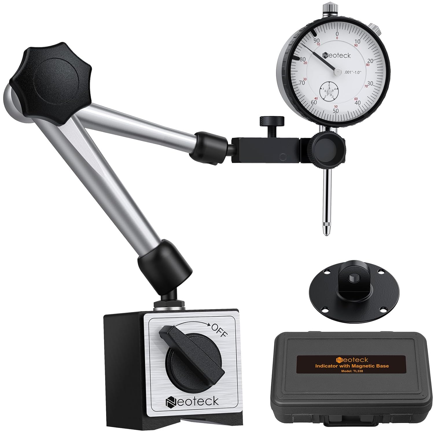 Neoteck Dial Indicator Gauge Set with Dial Gauge and Magnetic Base 0-1 ...