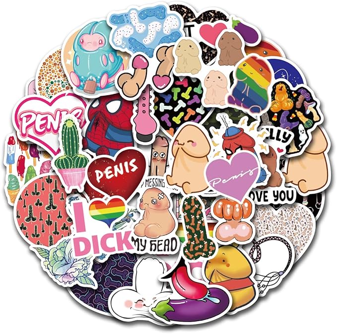Amazon.com: 50Pcs Cute Dick Stickers Waterproof, Vinyl Stickers for ...