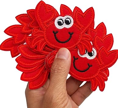Amazon.com: 2.6"x3" 12pcs Summer Beach Crab Patch Iron On Embroidered ...