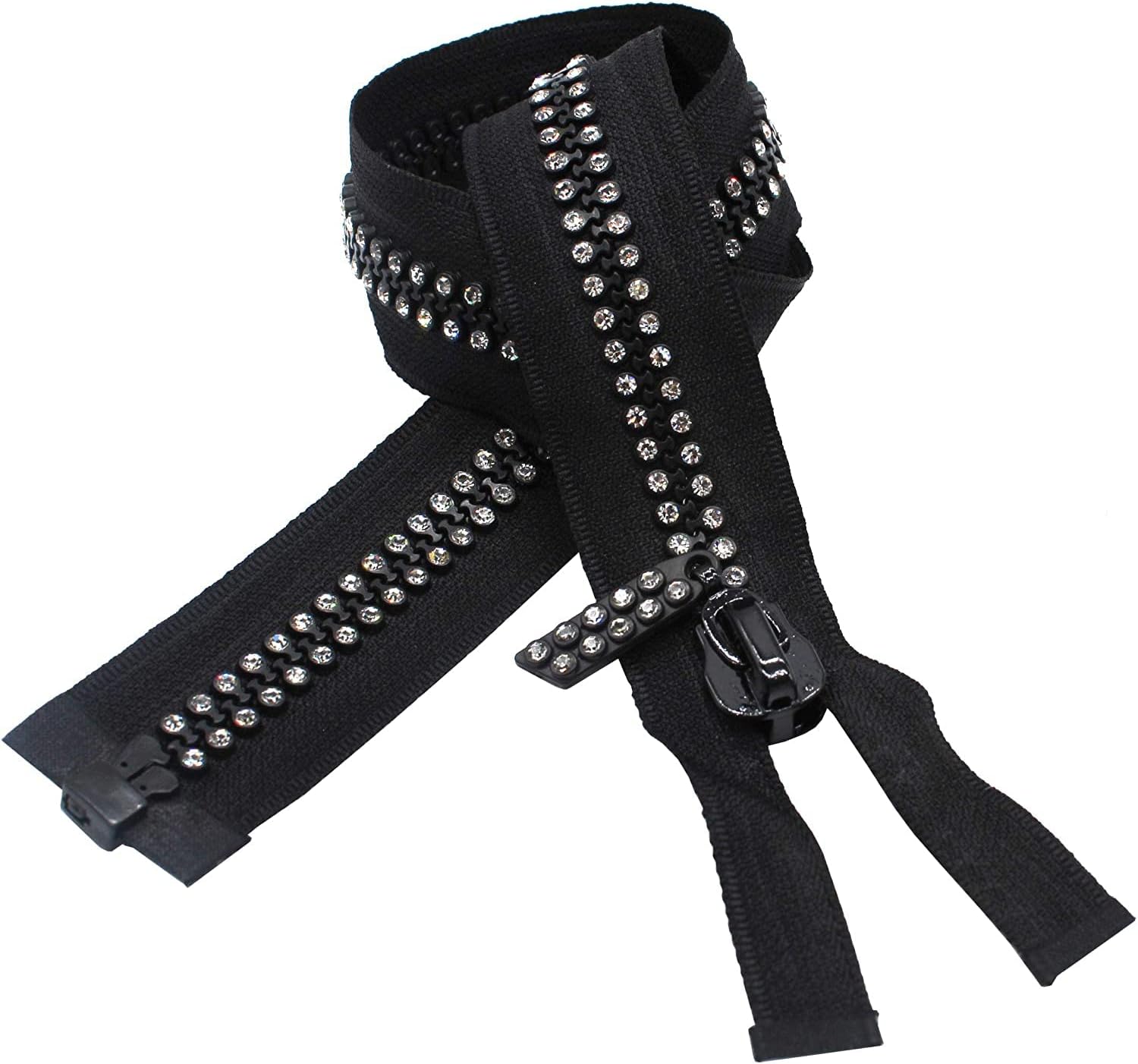 Amazon.com: Separating 22" Rhinestone Dual-Strand Zipper - Color: Black ...