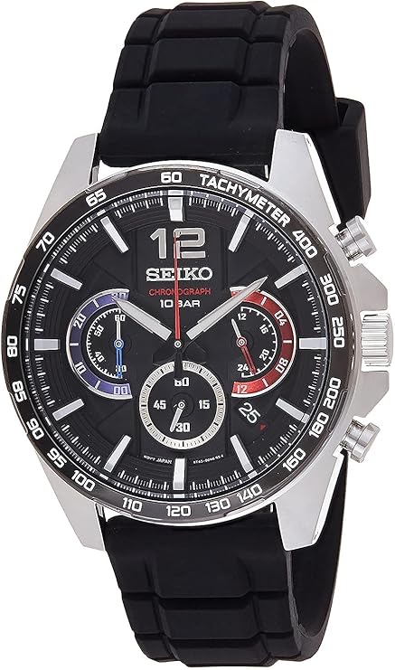 Amazon.com: Seiko SSB347 Watch for Men - Analog, Black Ion Finish Bezel ...