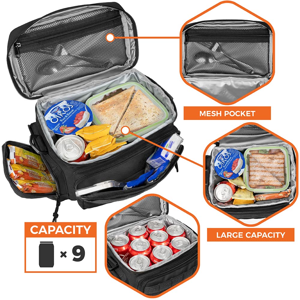 Snapklik.com : Opux Tactical Lunch Box For Men, Black Mens Insulated ...