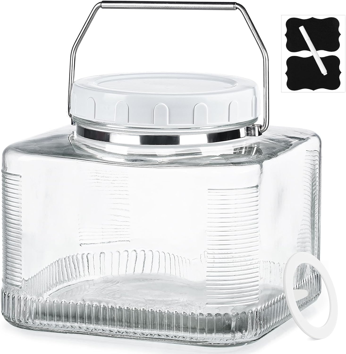 Amazon.com: 1 Gallon Glass Jar with Lid Square Large Mason Jar with ...