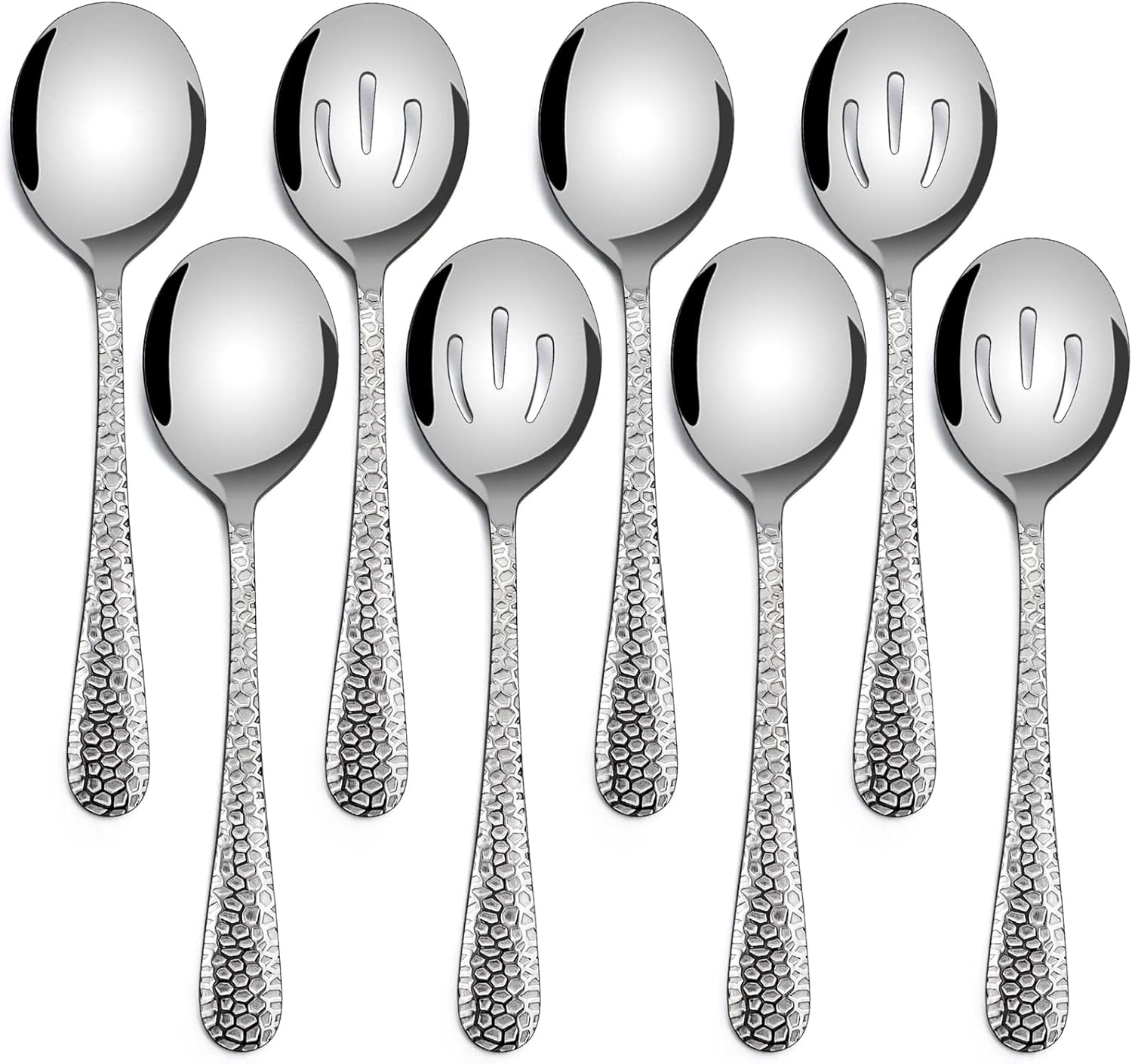 Amazon.com | Hammered Serving Spoons, E-far 8-Piece Metal Serving ...