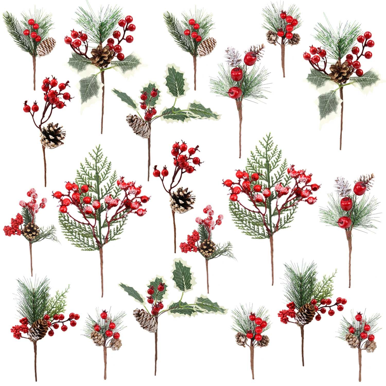 Amazon.com: Mklsit 20 Pack Artificial Christmas Tree Picks Assorted ...