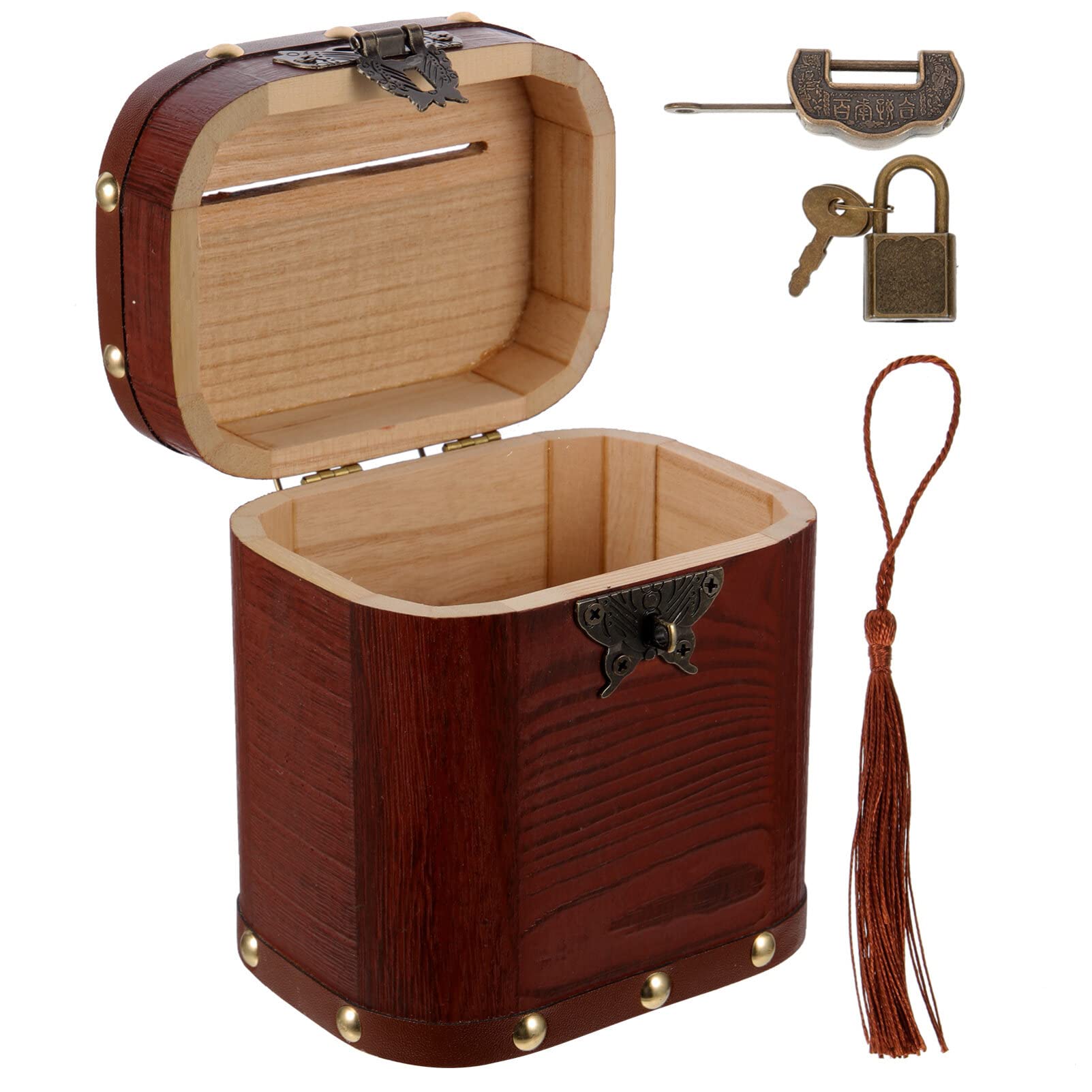 Amazon.com : Zerodeko Wooden Piggy Bank Vintage Wood Coin Bank Retro ...