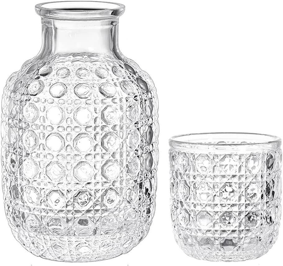 Amazon.com: LCORMAG 15oz Vintage Bedside Water Carafe and Glass Set for ...