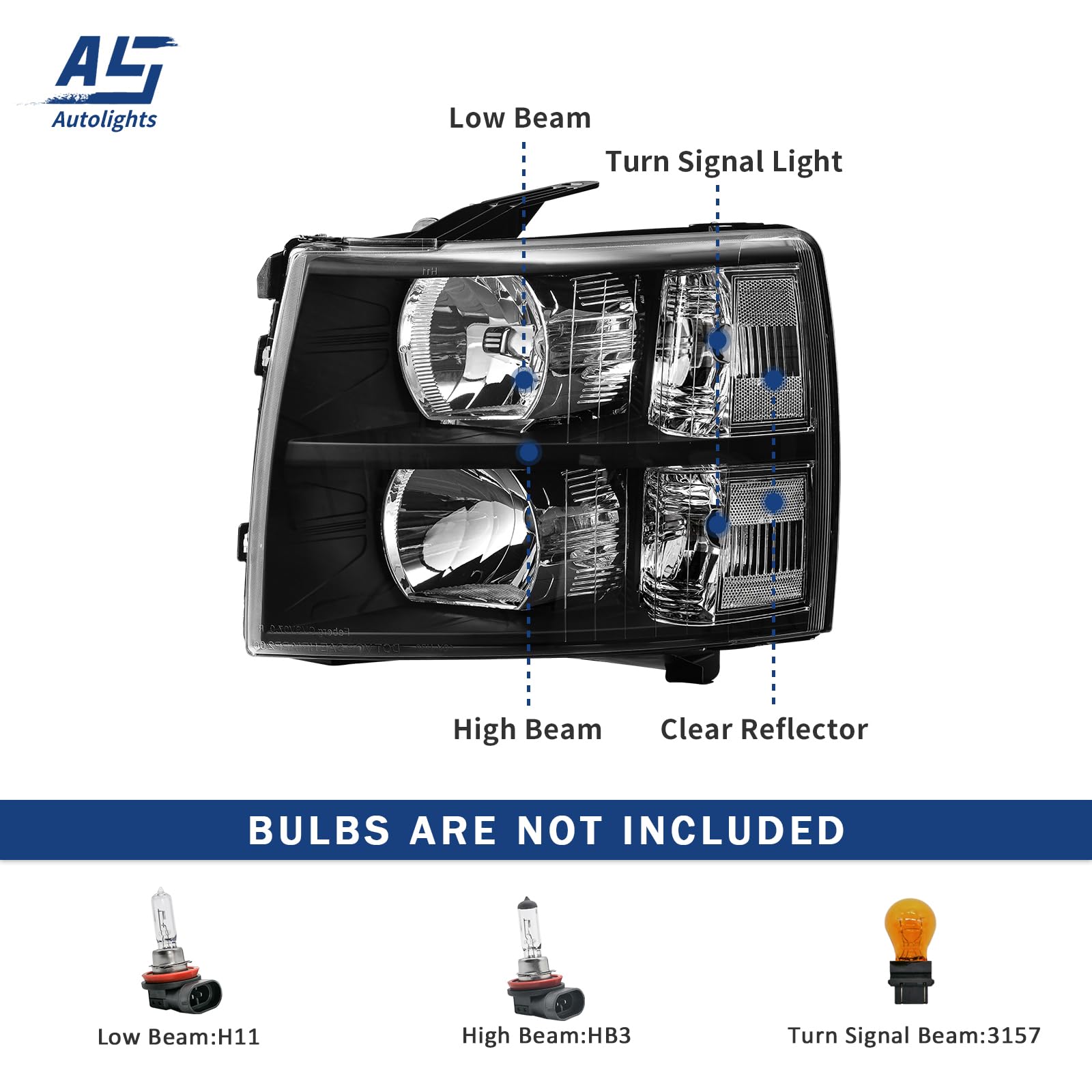 Snapklik.com : Headlight Assembly For 2007-2013 Chevy Silverado 1500/ ...