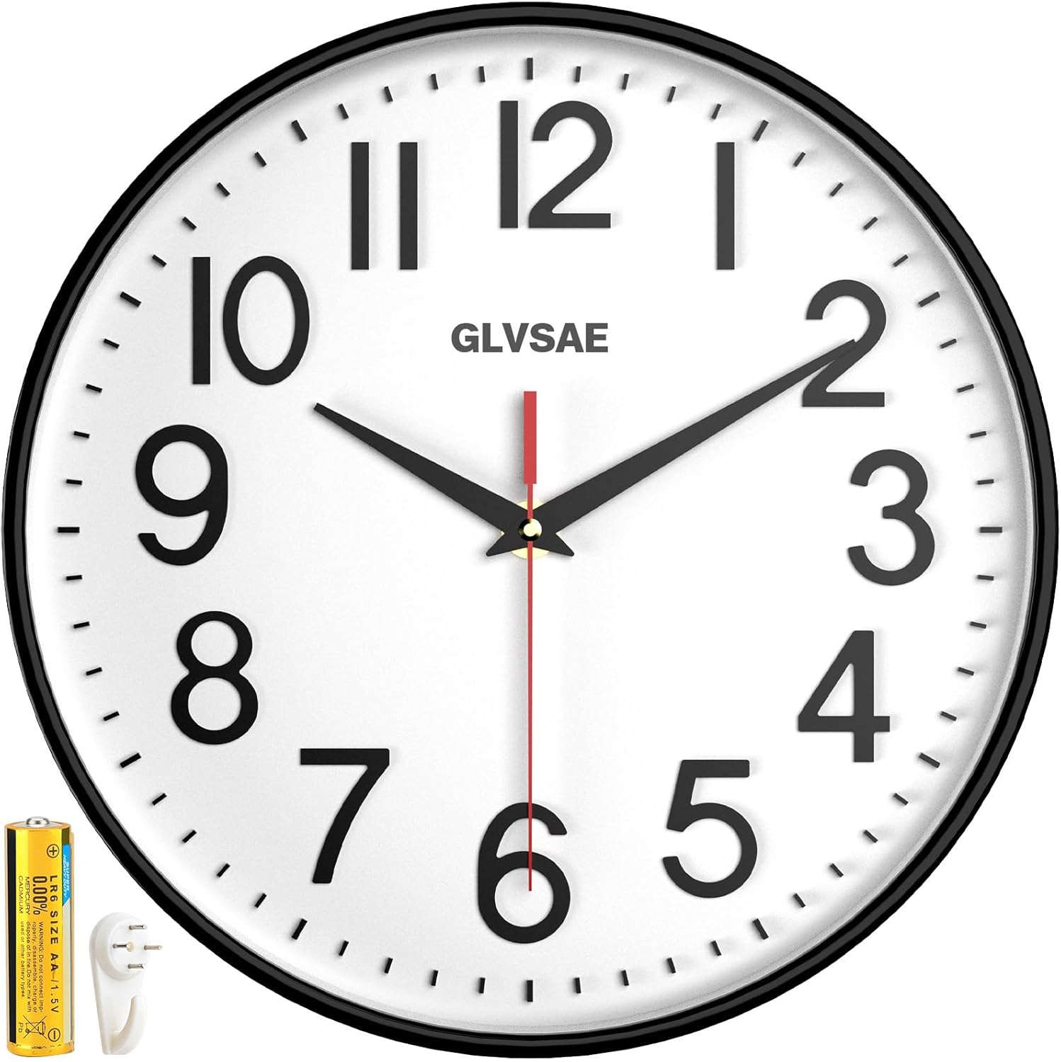 Amazon.com: GLVSAE Wall Clock 12 Inches Non-Ticking Wall Clocks Battery ...