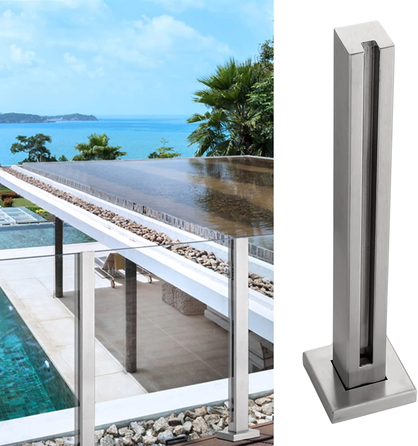 Amazon.com: IBOWZ Glass Railing Post,Stair Post Silver Glass Railing ...