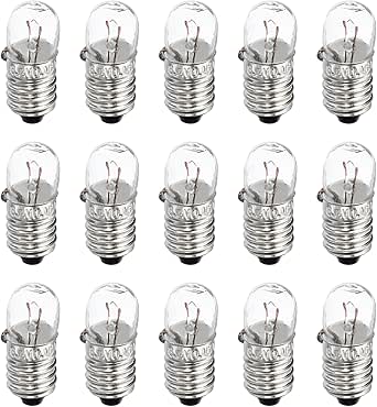 MECCANIXITY E10 Screw Base Miniature Bulbs DC 6.3V Warm Yellow Light ...