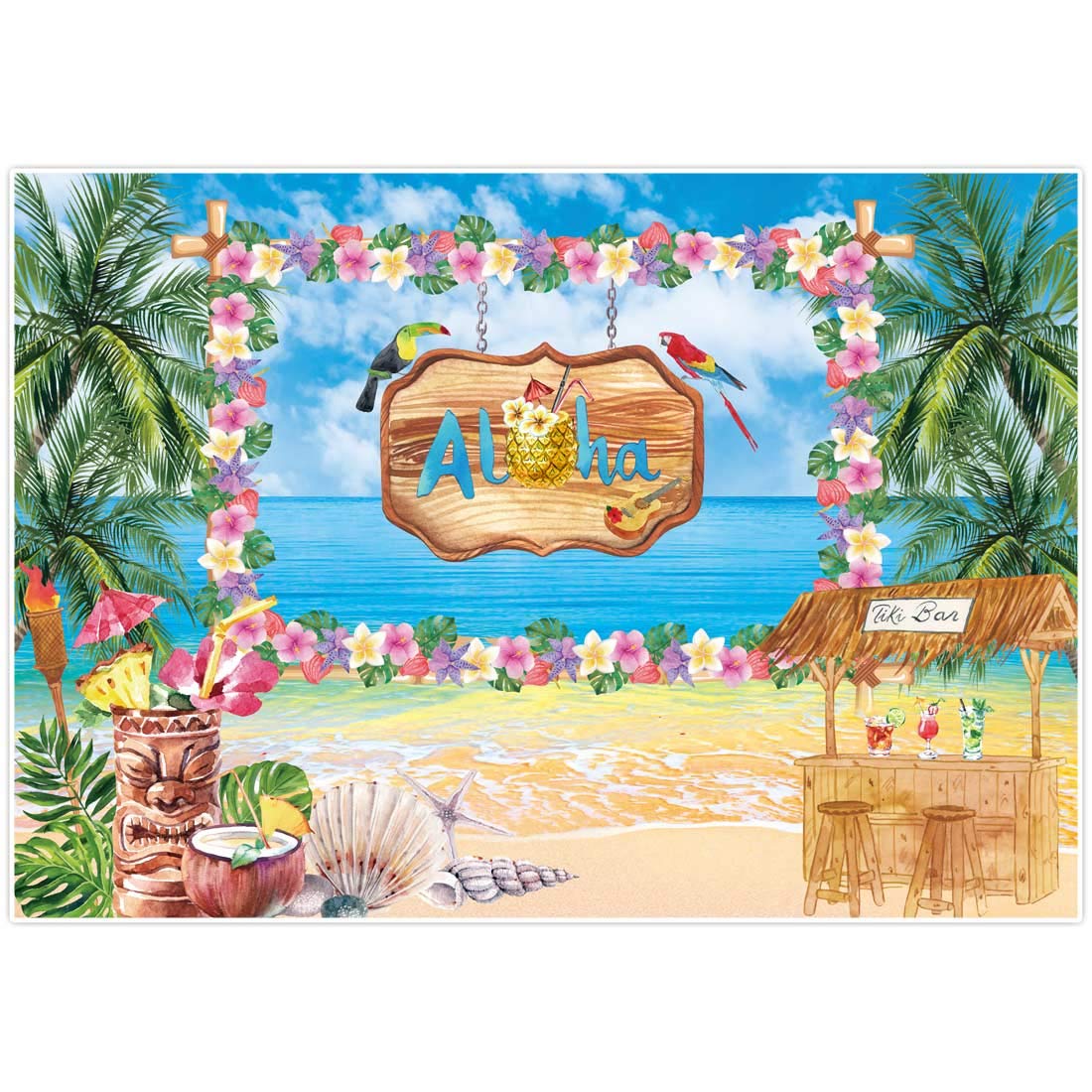Allenjoy Summer Aloha Luau Backdrop Tropical Hawaiian Seaside Beach ...