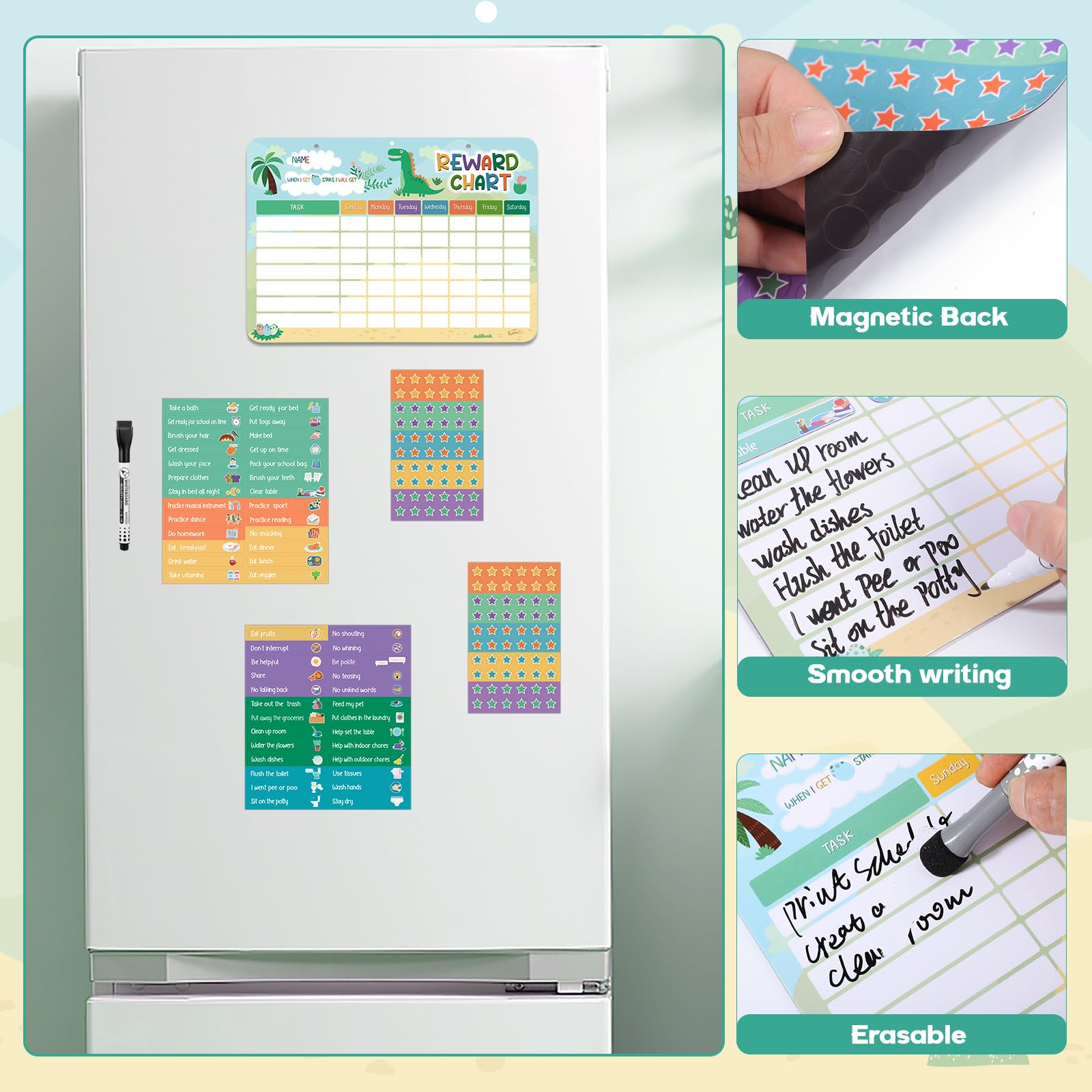 Snapklik.com : Reward Chart For Kids, Dinosaur Magnetic Behavior Chart ...
