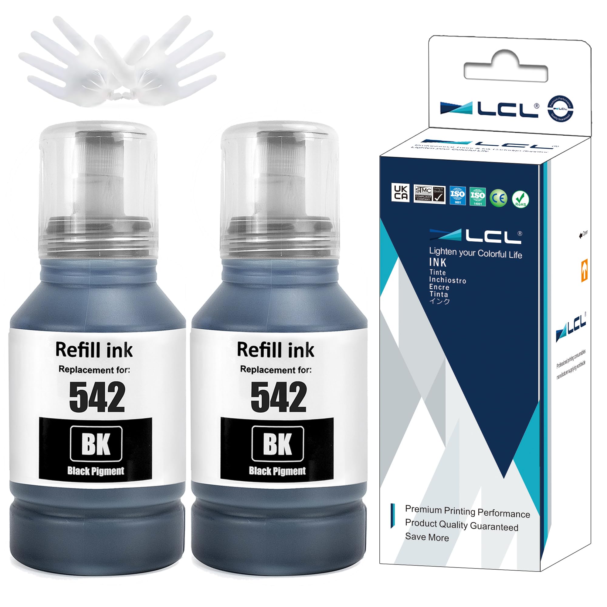 Amazon.com: LCL T542 542 Black Ink Refill Bottles High Capacity ...