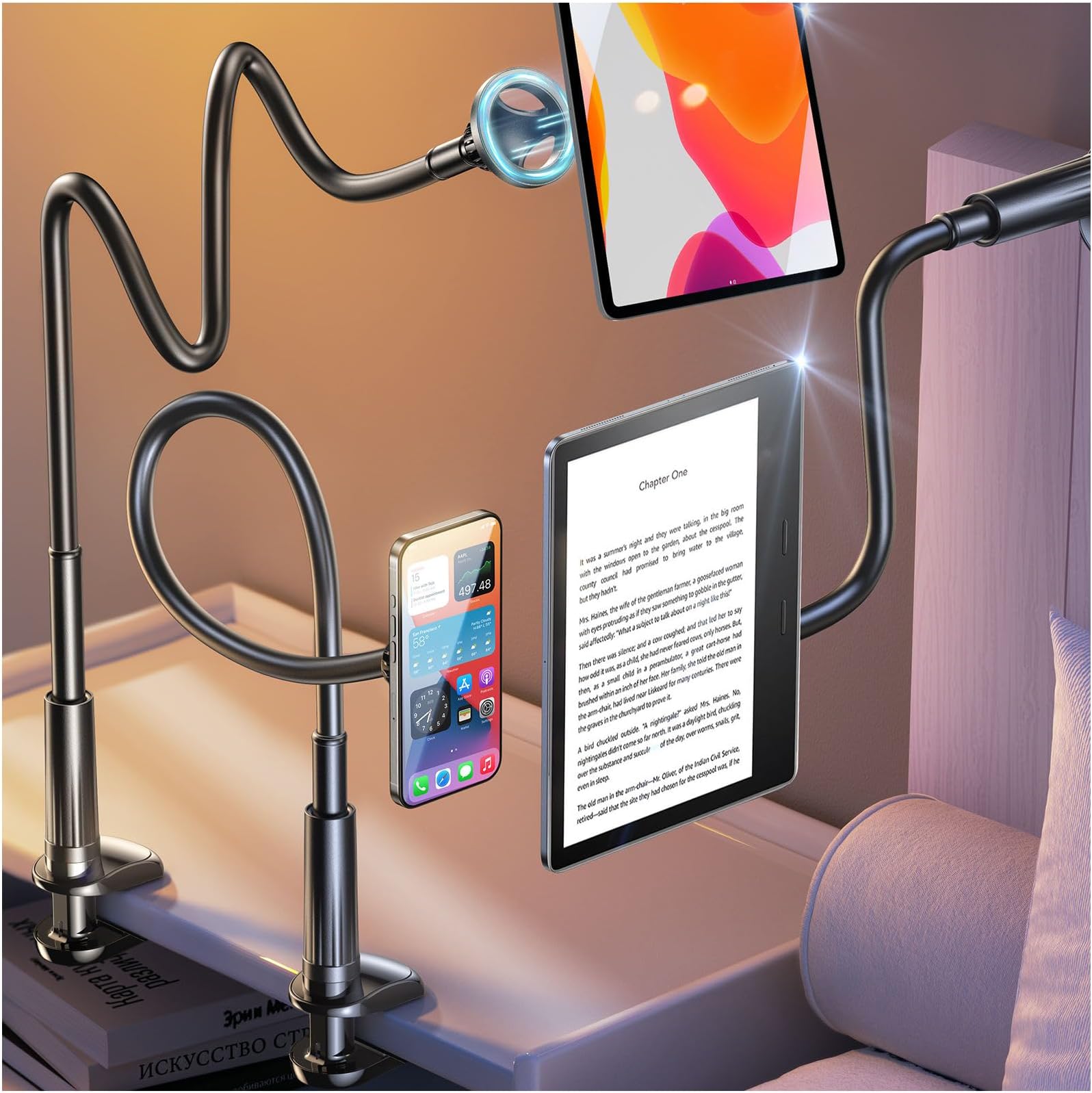 Amazon.com: Tryone Gooseneck Phone Holder Stand for Bed Flexible Arm ...