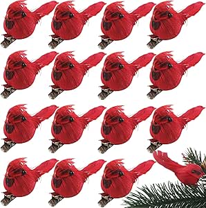 Amazon.com: GXXMEI 20PCS Christmas Mini Cardinal Clip on Tree Ornaments ...