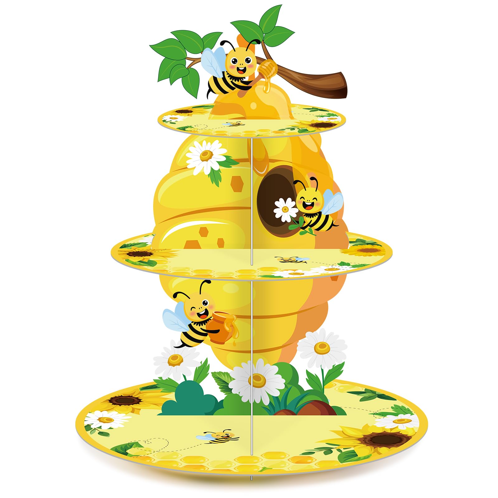 Snapklik.com : 3 Tier Bee Cupcake Stand Party Decorations Sunflower ...