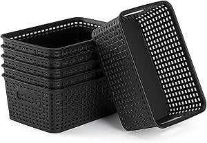 Amazon.com - AREYZIN Plastic Storage Baskets Set of 6 Sturdy Small ...
