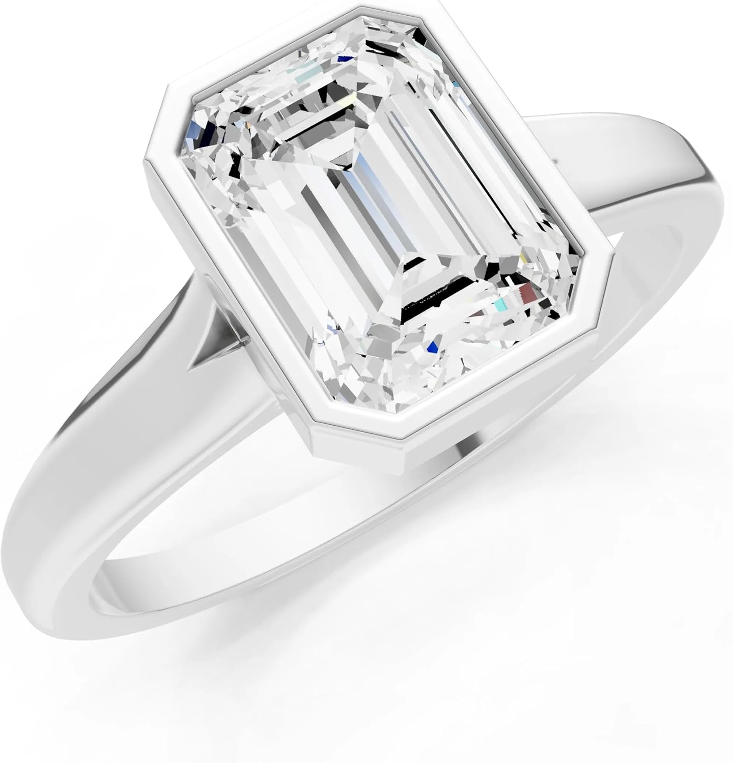 Amazon.com: PEORA Emerald Cut Cut Diamond Solitaire Band in Solid 10k ...