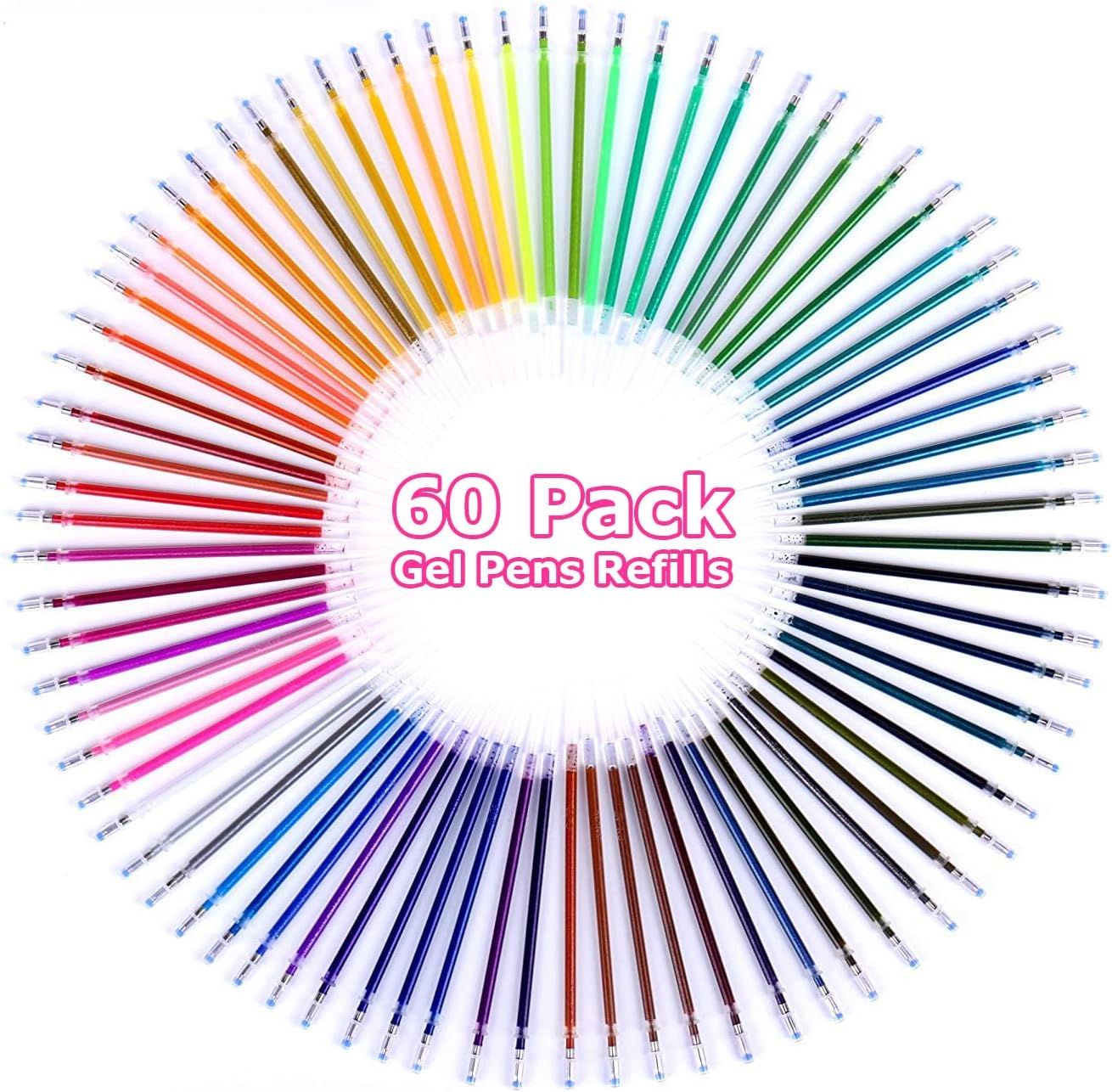 Amazon.com: Gel Ink Pen Refills, Soucolor 60 Pack Rollerball Gel Ink Pen Refills Bulk Set, 0.5mm ...