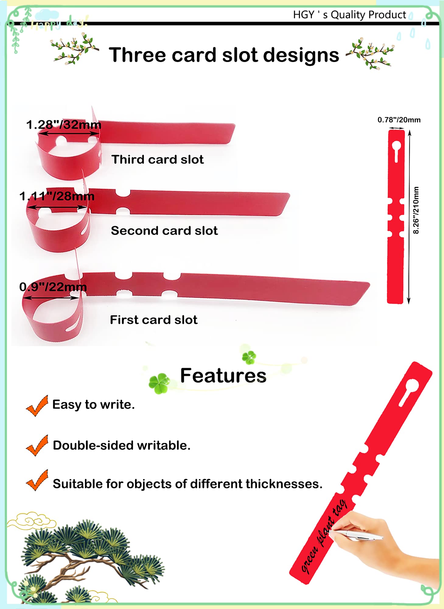 Snapklik.com : DaTpuik 100Pcs Red Plant Tags Wrap Around Tree Tags ...