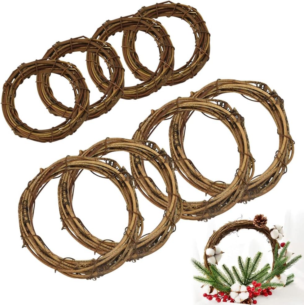 JOYWU Small Grapevine Wreath for Crafts,10 Pcs 15cm Natural Vine Branch ...