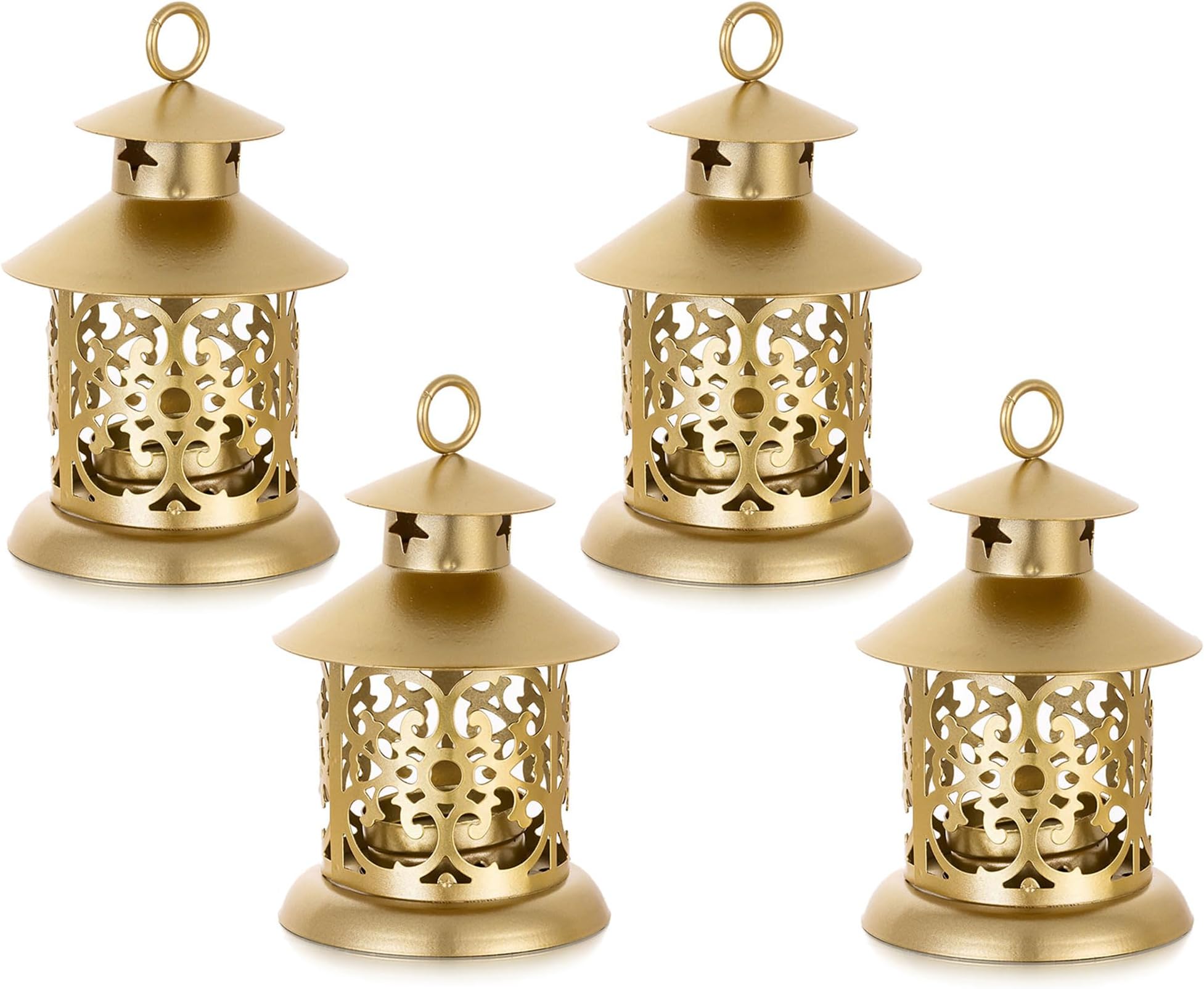 Amazon.com: Gold Tealight Candle Holders Decorative Lantern - Romadedi ...