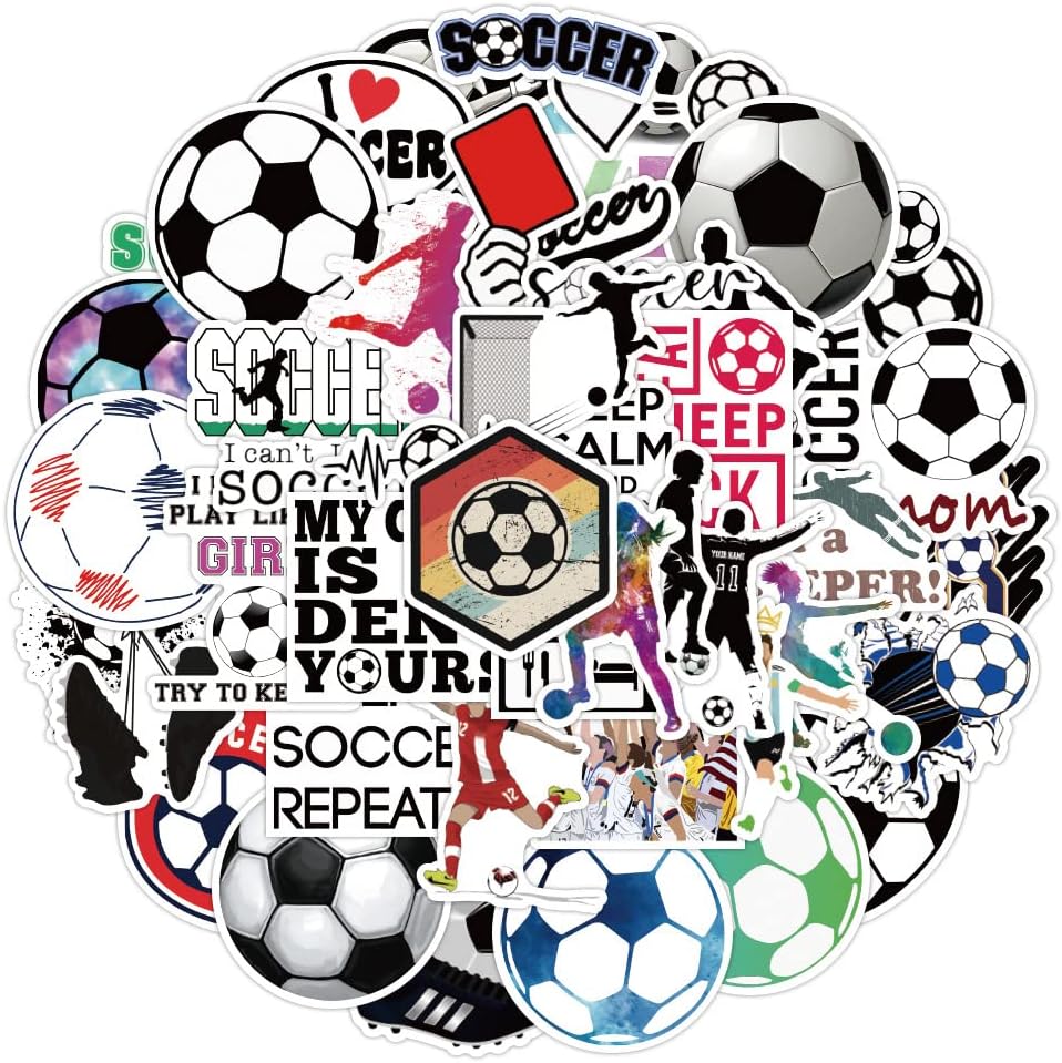 Buy Soccer Stickers 50PCS Soccer Sports Decals Vinyl Waterproof Decals ...
