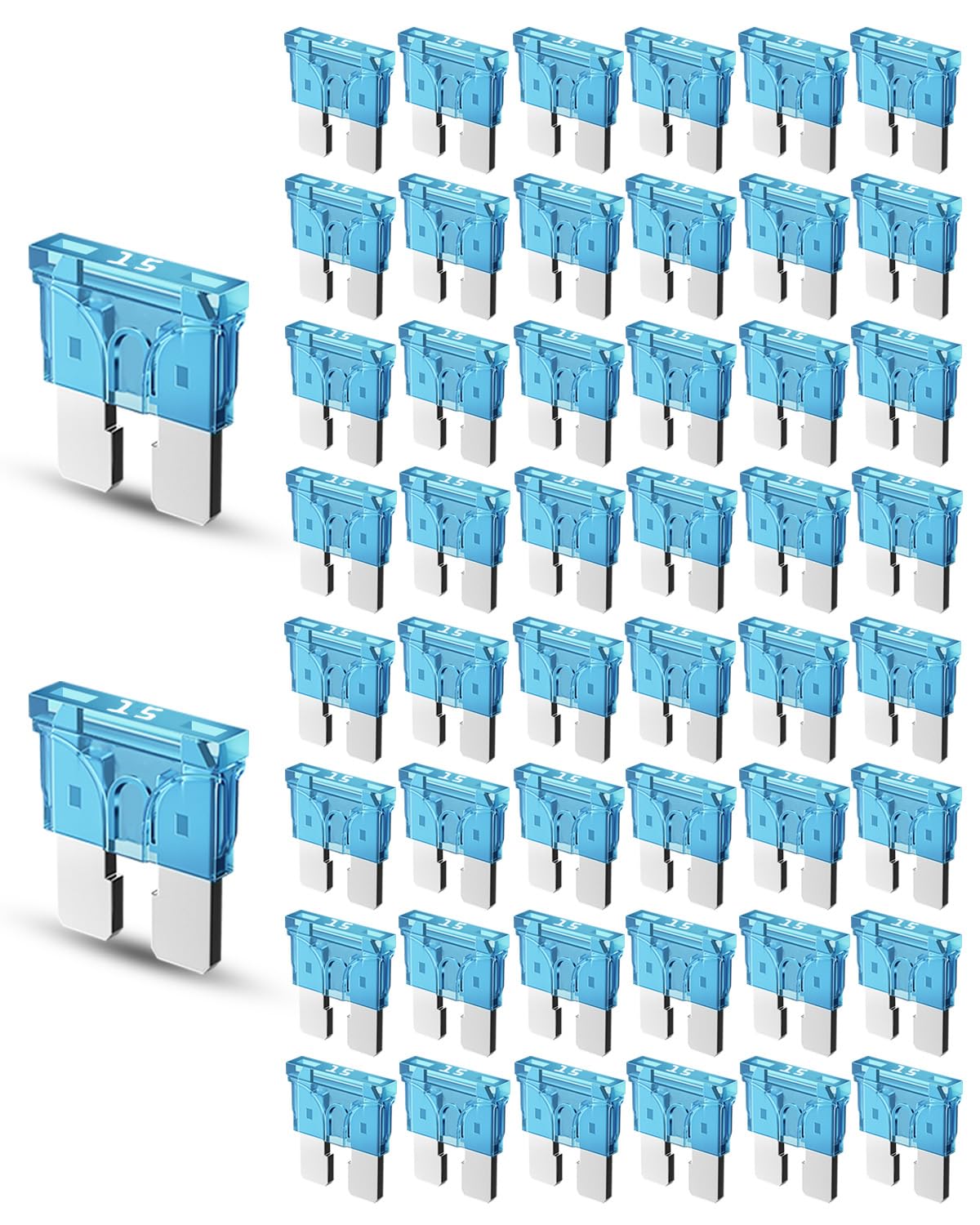 Snapklik.com : Riseuvo 50pcs 15A Standard Car Fuses - 15 AMP Automotive ...