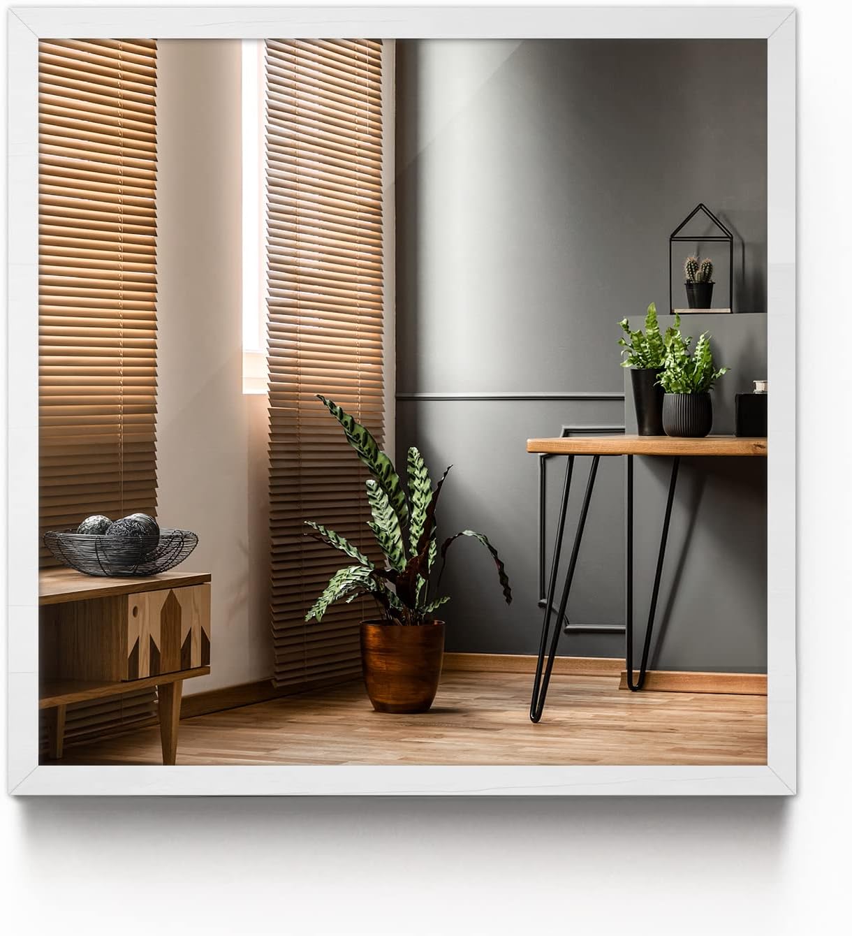 Tulup Mirror White Frame MDF 19.7x19.7 inch / 50x50 cm Bathroom ...