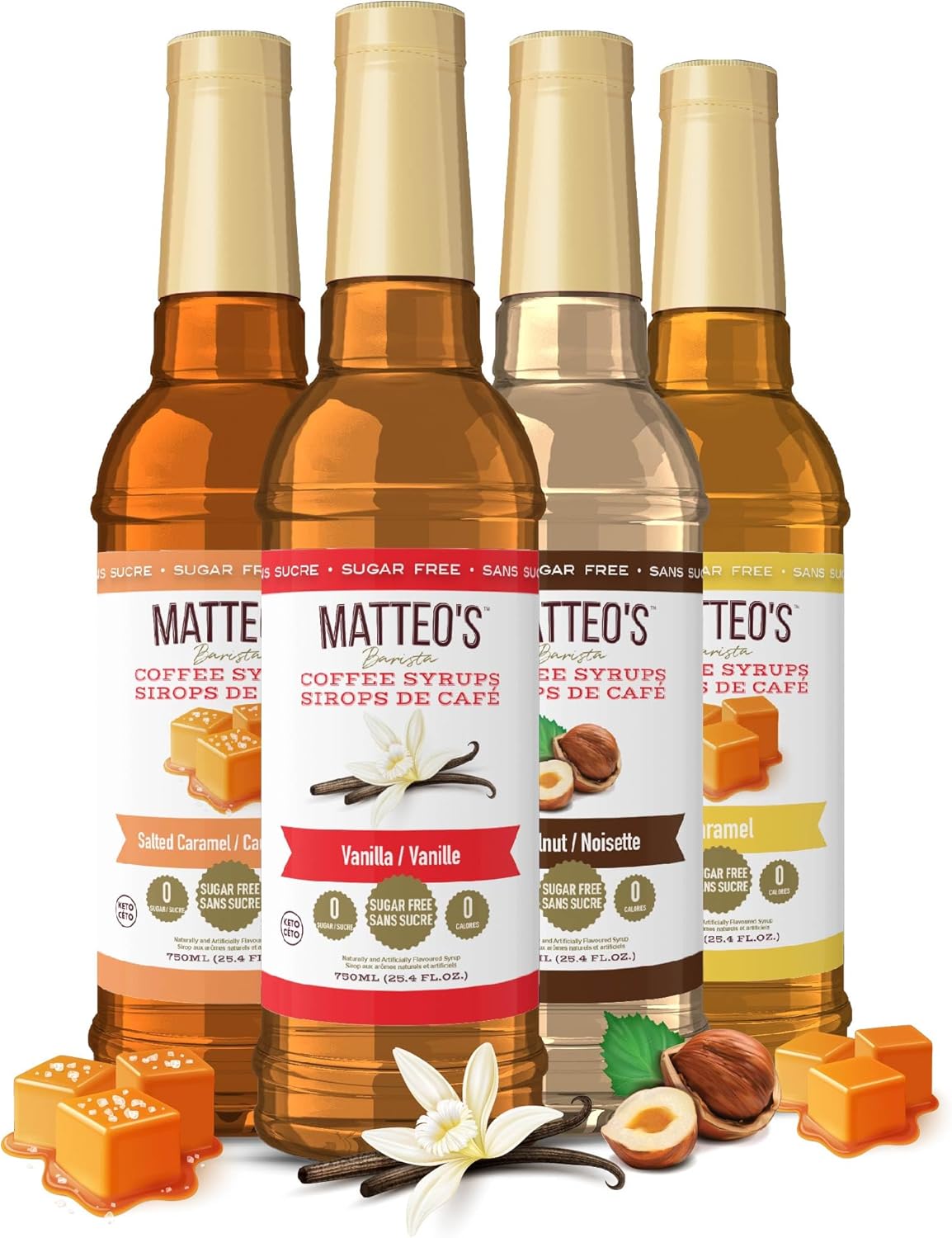 Matteo's Sugar-Free 4-Flavor Coffee Syrup Variety Pack