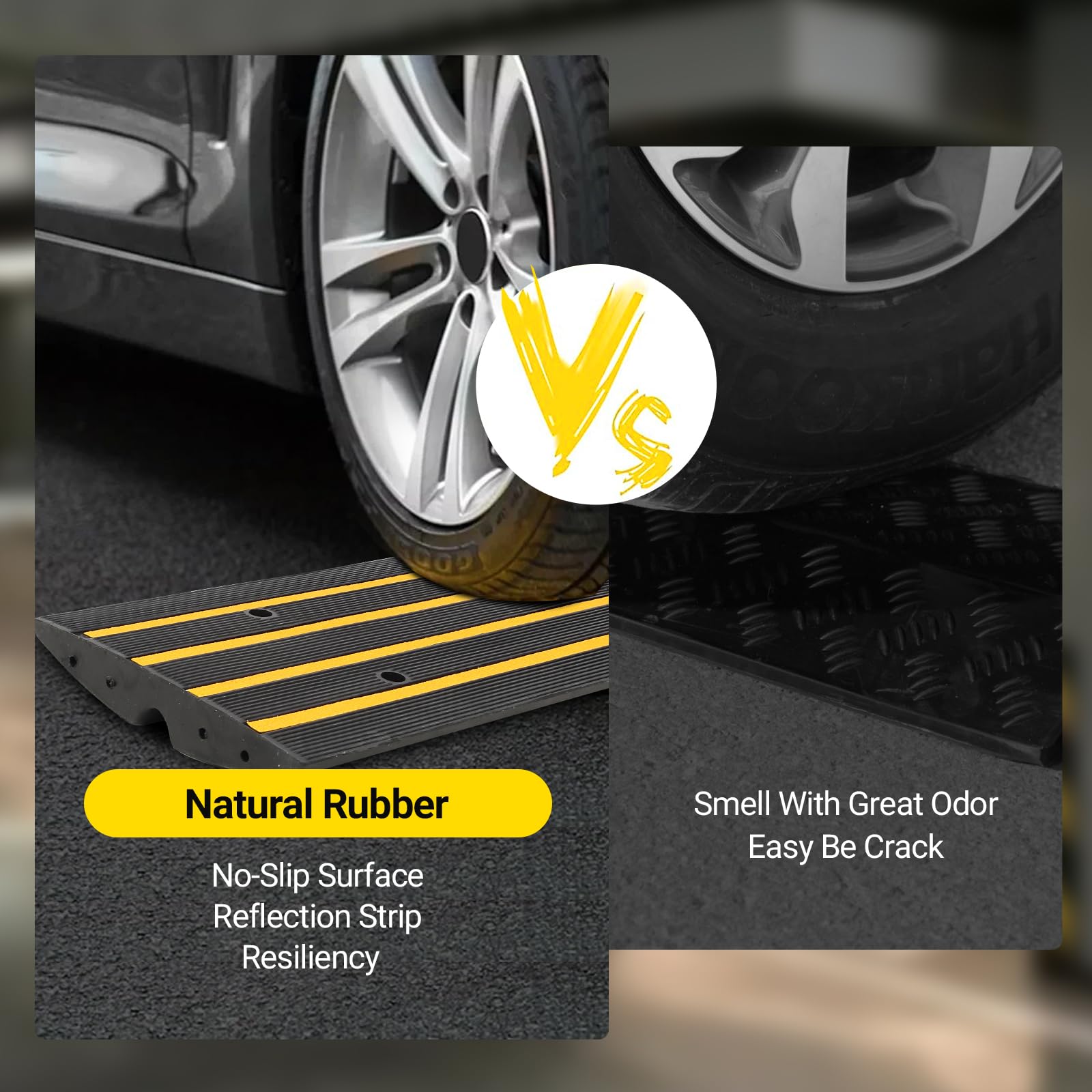 Snapklik.com : 48 Inch Driveway Curb Ramp 2 Pack Recycled Rubber Low ...