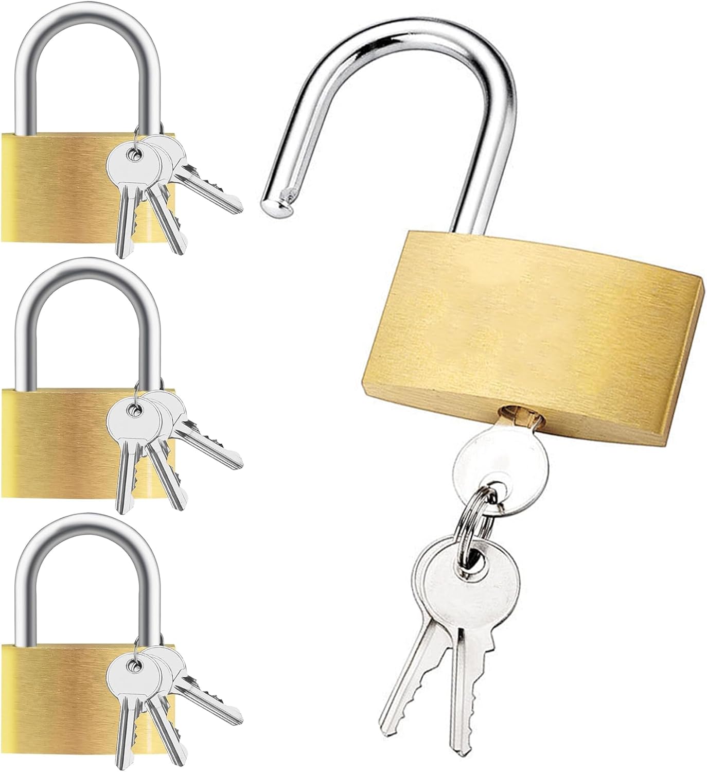 4 Pack Solid Brass Padlock with Keys Alike,(1.18''/30mm) Wide Lock Body ...