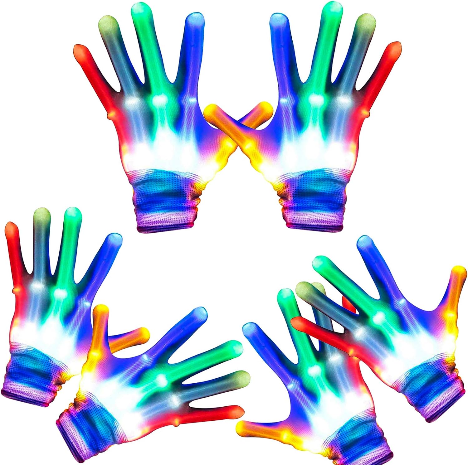 Amazon.com: 3 Pairs LED Gloves 6 Flash Mode Light Up Gloves Halloween ...