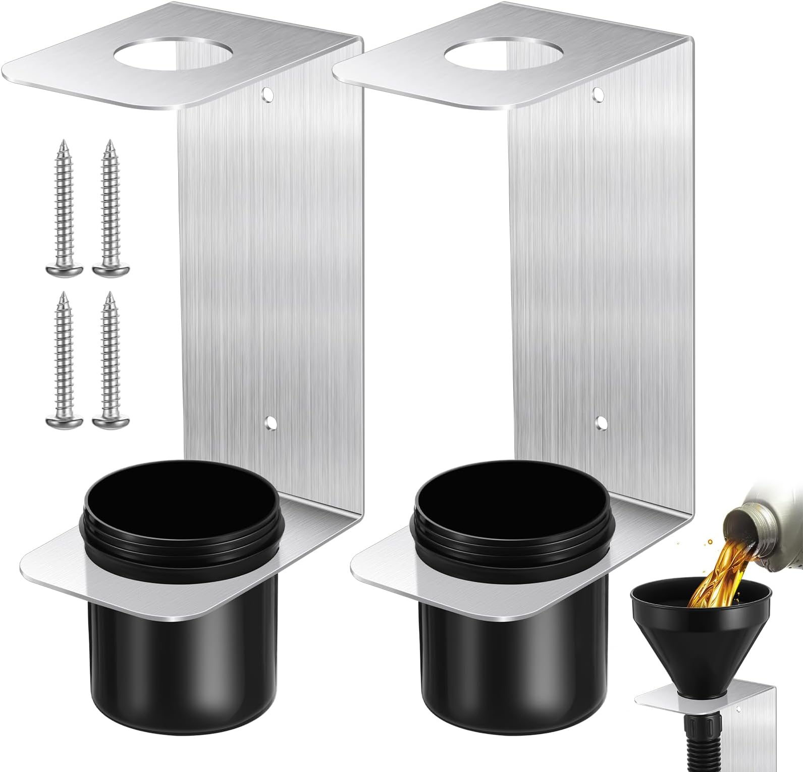 Amazon.com: Yaocom 2 Sets Aluminum Oil Funnel Holder Storage Rack ...
