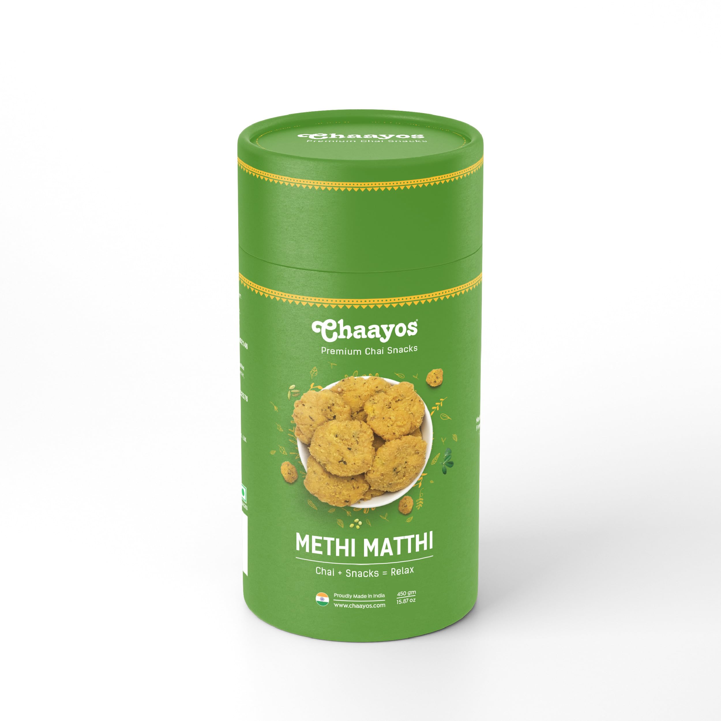 Buy Chaayos Methi Mathri (450G Pack)|Chai Time Snacks|Ready To Eat ...