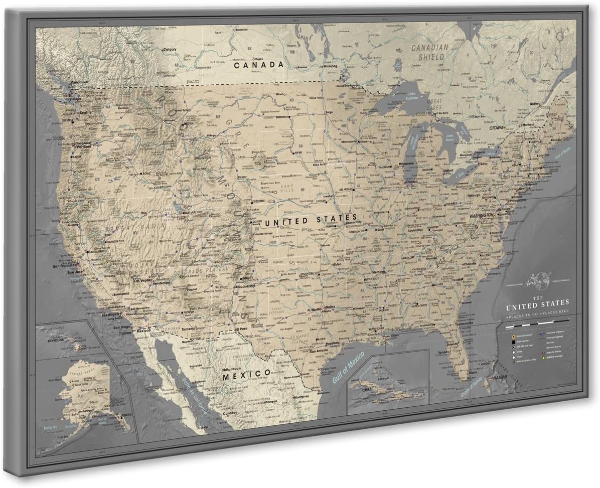 Amazon.com : United States Travel Map Pin Board | National Park Push ...