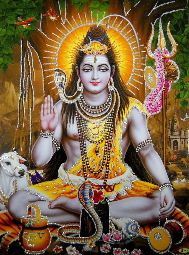 Blessing Lord Shiva/Hindu God Poster with Glitter-Reprint on Paper ...