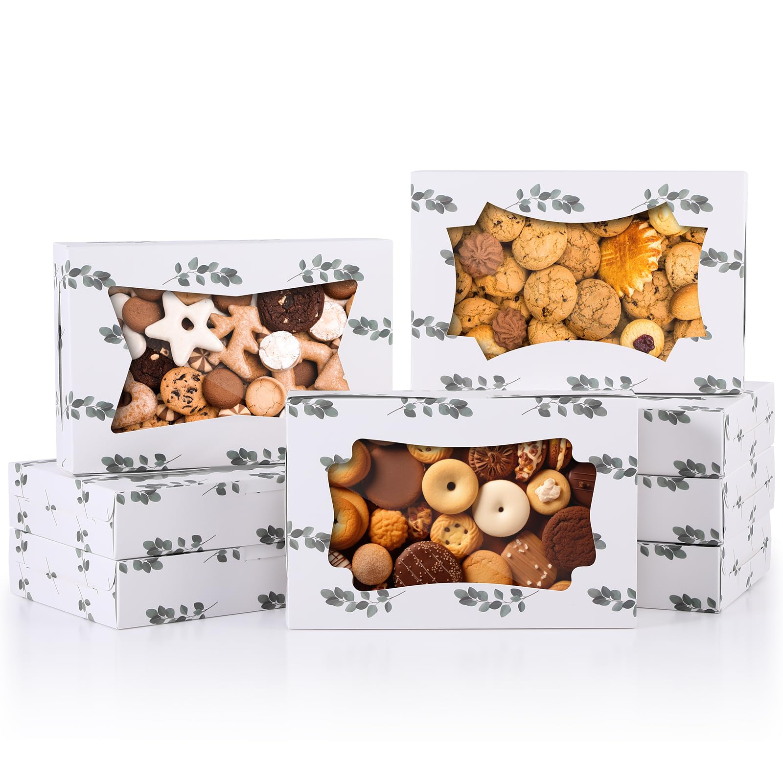 Tenare 48 Pcs Bakery Boxes with Window 12 x 8 x 2.4'' Cookie Boxes with ...