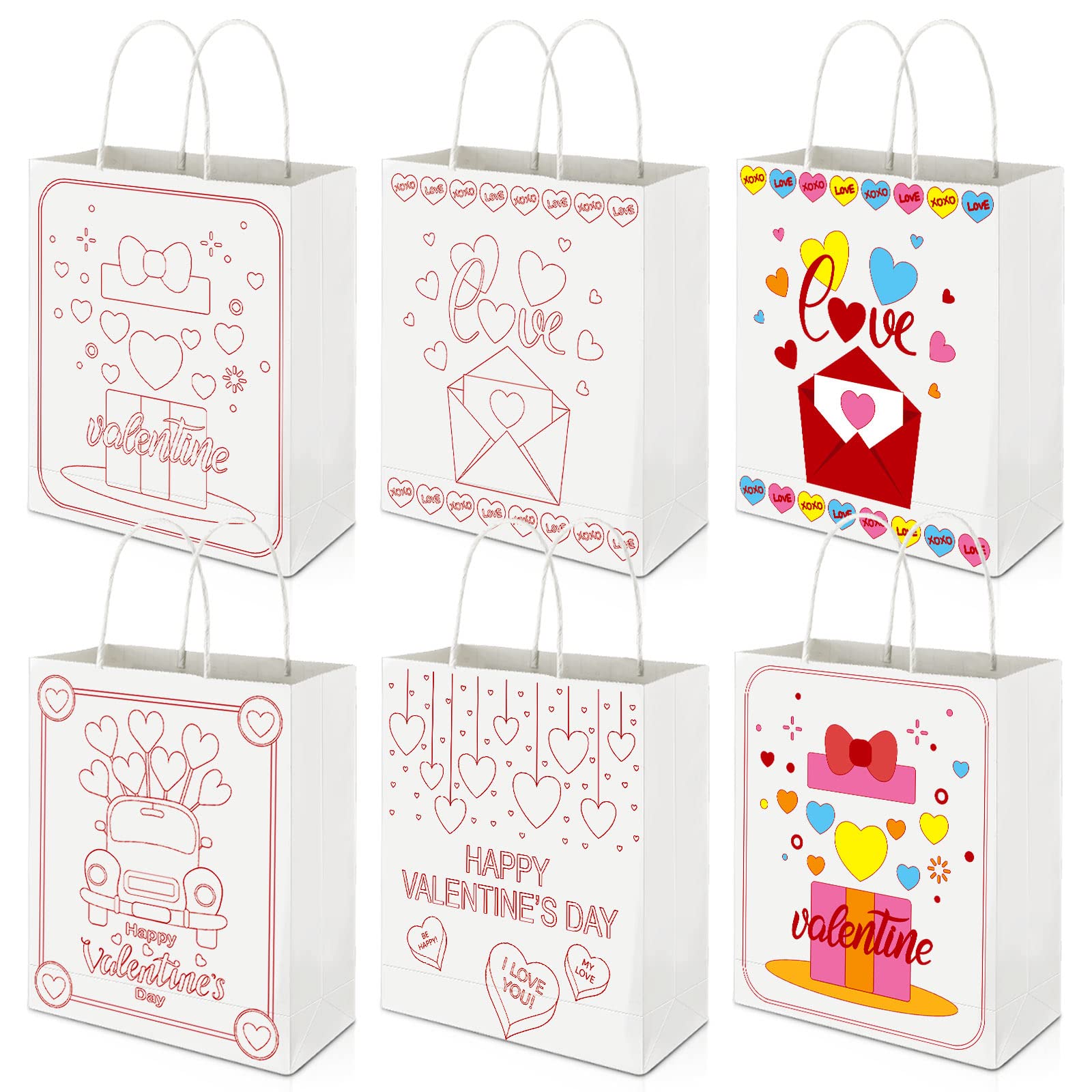 Amazon.com: Geyee 16 Pcs Valentine's Day Gift Bags with Handle DIY ...